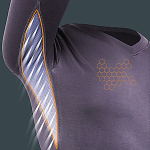 Ouruikia Men's Thermal Underwear Shirts Modal Thermal Tops Sports Thermal Base Layer Tops Black S