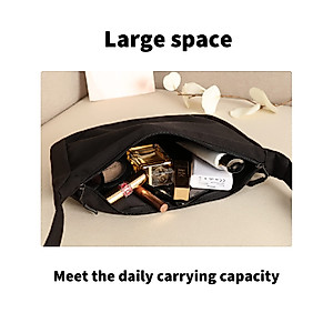 Small Sling Crossbody Bag for Women Men Trendy, Mini Crescent Bag with Adjustable Strap, 2 Zippers Lightweight Nylon Bag