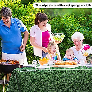 durony 2 Pack Green Grass Field Plastic Tablecloth Grass Print Table Covers 54 x 108 Inches Sports Party Table Decor for Sports Theme Parties Decorations