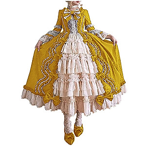 anuyalue Masquerade Dress Renaissance Dress Women Bell Sleeve Lolita Dresses Victorian Masquerade Ball Gown Fluffy Princess Cosplay Costumes Junior Dresses