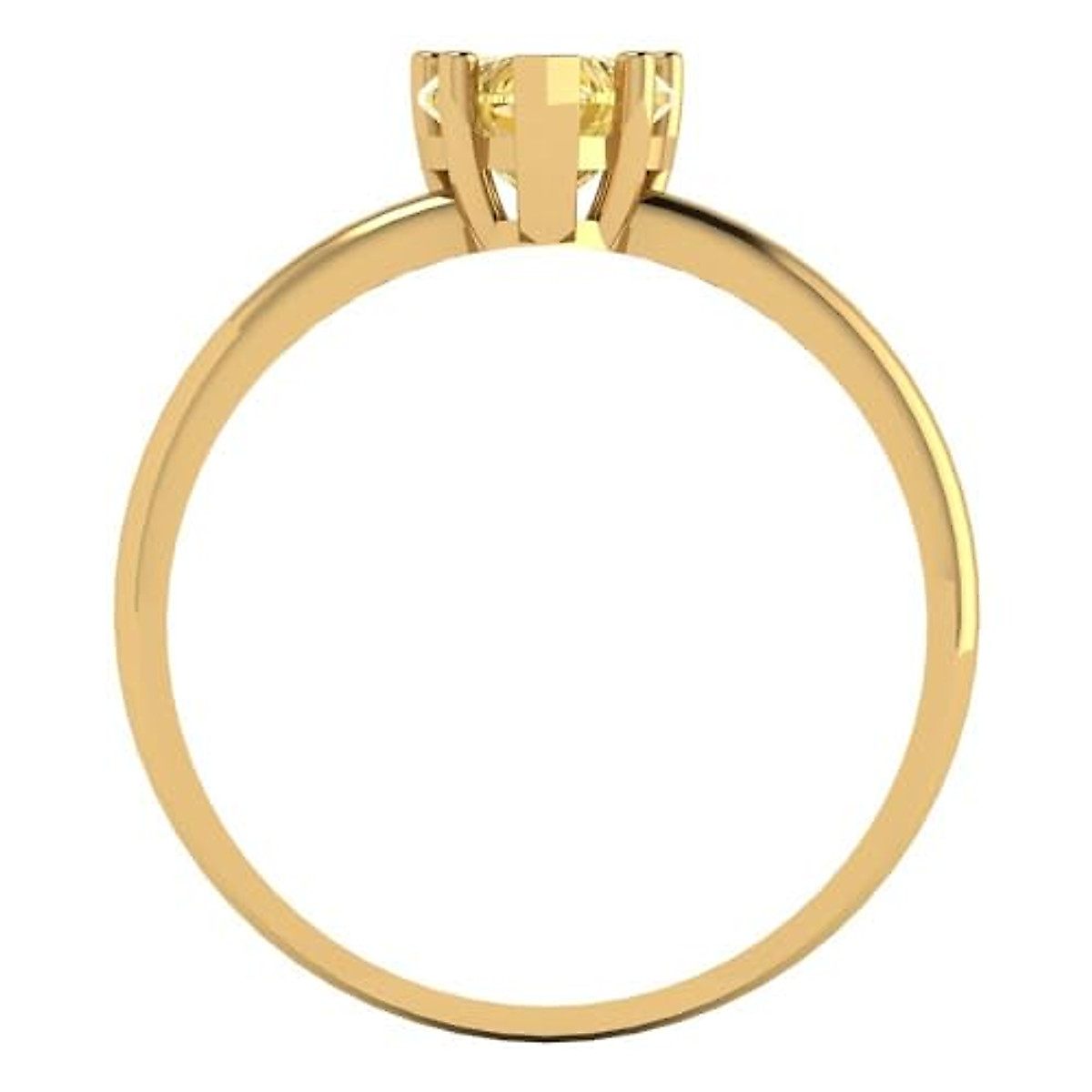 Clara Pucci 1.0 ct Heart Cut Solitaire Canary Yellow Simulated Diamond Bridal Wedding Anniversary Engagement Ring Real 14k Yellow Gold