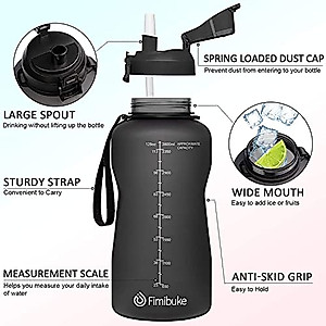 1 Gallon Water Bottle with Sleeve-128 oz BPA Free Large Leakproof Sport Plastic Motivational Water Bottle with Straw & Strap & Insulated Neoprene Holder Carrier Bag-Big Gym Water Jug for Women Men
