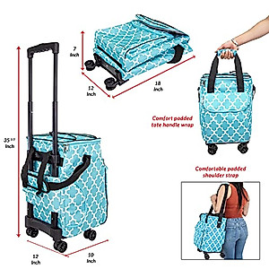 dbest products Ultra Compact Cooler Smart Cart 360 Insulated Collapsible Rolling Tailgate BBQ Beach, Moroccan Tile