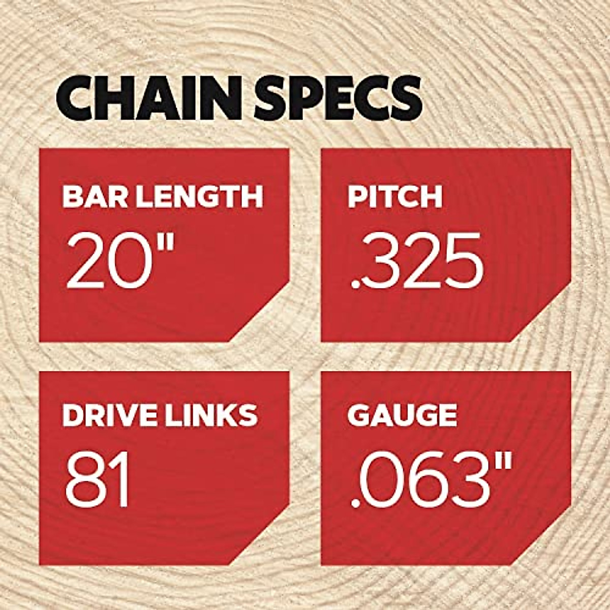 Oregon L81 PowerCut Chainsaw Chain for 20-Inch Bar, 81 Drive Links, .325" Pitch, .063" Gauge (22BPX081G)