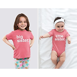big sister little sister matching outfits shirts set baby toddler newborn girls (Mauve, Kid (4T) / Baby (1-3M))