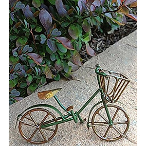 G & F Products 10022GR MiniGarden Fairy Garden Miniature Green Mini Bicycle Outdoor Statue, 3" Wide x 2" High