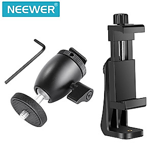 Neewer 360 Degree Rotating Vertical Smartphone Holder with Ball Head for iPhone X 8 7 Plus 7 6 Plus, Samsung S8 S7 S6 and Other Phones Width Between 1.9-3.9 Inches/4.8-10 cm (Black)