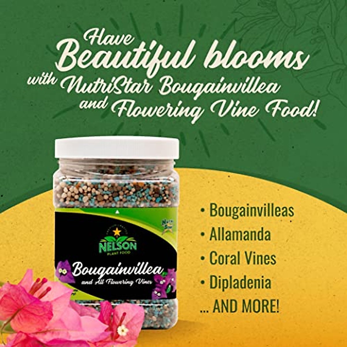 Nelson Plant Food - Bougainvillea Fertilizer - Outdoor and Indoor Plant Fertilizer - All Purpose Plant Food for Vines - Easy Use Granular Fertilizer (2 lb)