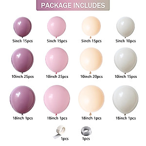 TaroPurple Pink Balloon Arch Pastel Light Pink Nude Twilight white Balloons Arch Kit for Bridal Baby Shower Wedding Birthday Butterfly Fairy Flower Theme Party Decoration