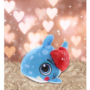 DolliBu I Love You Valentine Plush Blue Shark - Cute Shark Stuffed Animal with I Love You Plush Red Heart and Name Personalization Shark Gift for Valentines Day, Birthday, Romantic Date, 5.5 Inches