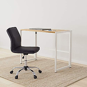 Amazon Basics Modern Armless Office Desk Chair - Height Adjustable, 360-Degree Swivel, 275Lb Capacity, 22.05"D x 18.31"W x 33.46"H, Black/Chrome
