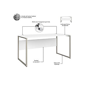 Bush Business Furniture Hybrid Computer Table Desk with Metal Legs, 60W x 30D, White