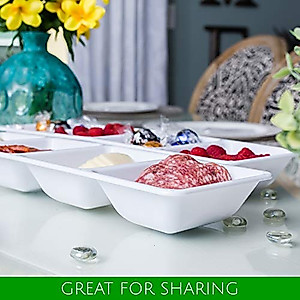 Plasticpro 4 Sectional Rectangle Plastic Disposable Serving Tray/Platter 5 X 16 Clear Pack of 2