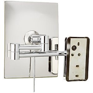 JERDON Wall Mount Makeup Mirror with 5X Magnification - 8.75” x 6.5” Rectangular Mirror Extends 14” – Chrome Finish – Model JRT695C