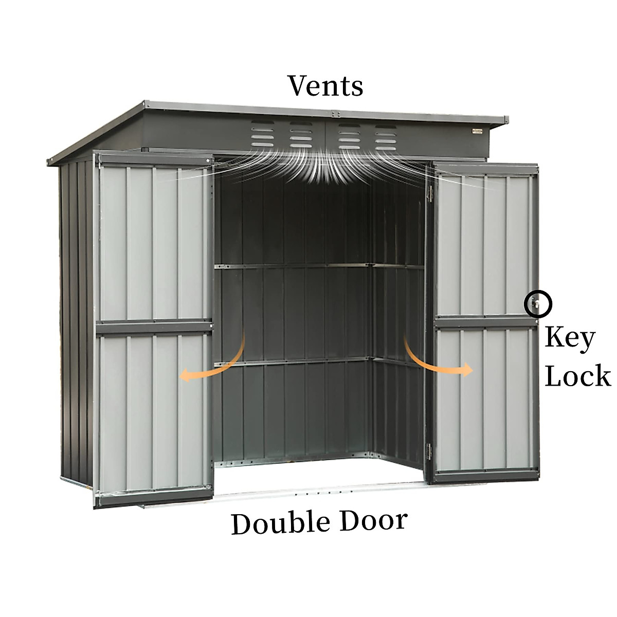 Domi Outdoor Storage Shed 5x3 FT,Metal Outside Sheds&Outdoor Storage Galvanized Steel,Tool Shed with Lockable Double Door for Patio,Backyard,Garden,Lawn