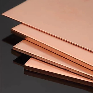 LSVERDE 4 Pcs 99.9% Pure Copper Sheet Metal, 6" x 6", 28 Gauge(0.3mm) Thickness, Double Sided Film Attached Copper Sheets Plates for Crafting, Modelers, Jewelry, Repairs, Electrical