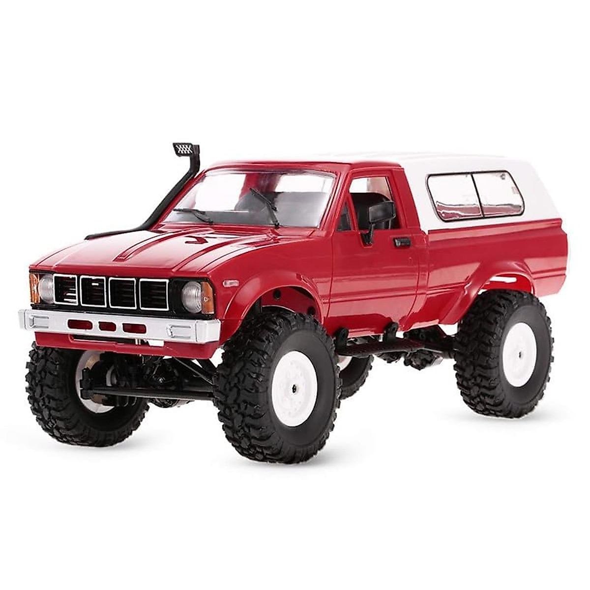 YIKESHU RC Rock Crawler WPL C24 RC Truck 4x4 1/16 RC Crawler Off Road All Terrain Car Proportional Throttle Steering Hobby RC Toy Climb Semi Truck LED Light RTR Trailer (Red)