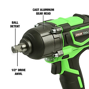 OEMTOOLS 24486 1/2" Impact Wrench, 20V Brushless Cordless Impact, Cordless Impact Wrench 300 Ft/Lb Torque, Variable Speed, 1/2 Impact for Lug Nuts and High-Torque Applications