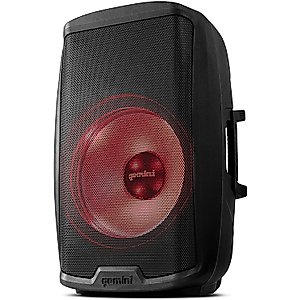 Gemini Sound AS-2115BT-LT Active 2000W Watt Party LED Light 15 Inch Woofer Powered Stage DJ Monitor Bluetooth PA Speaker, Wireless Stereo Pairing, Portable Fly Points