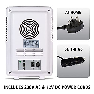 Koolatron Cosmetics Fridge w/Lighted Makeup Mirror, 6L Portable Skincare Refrigerator w/LED Ring Light, 12 Volt DC and 110 Volt AC Cords, Beauty Serum, Face Mask, Home, Travel, Hotel, Dorm, Office