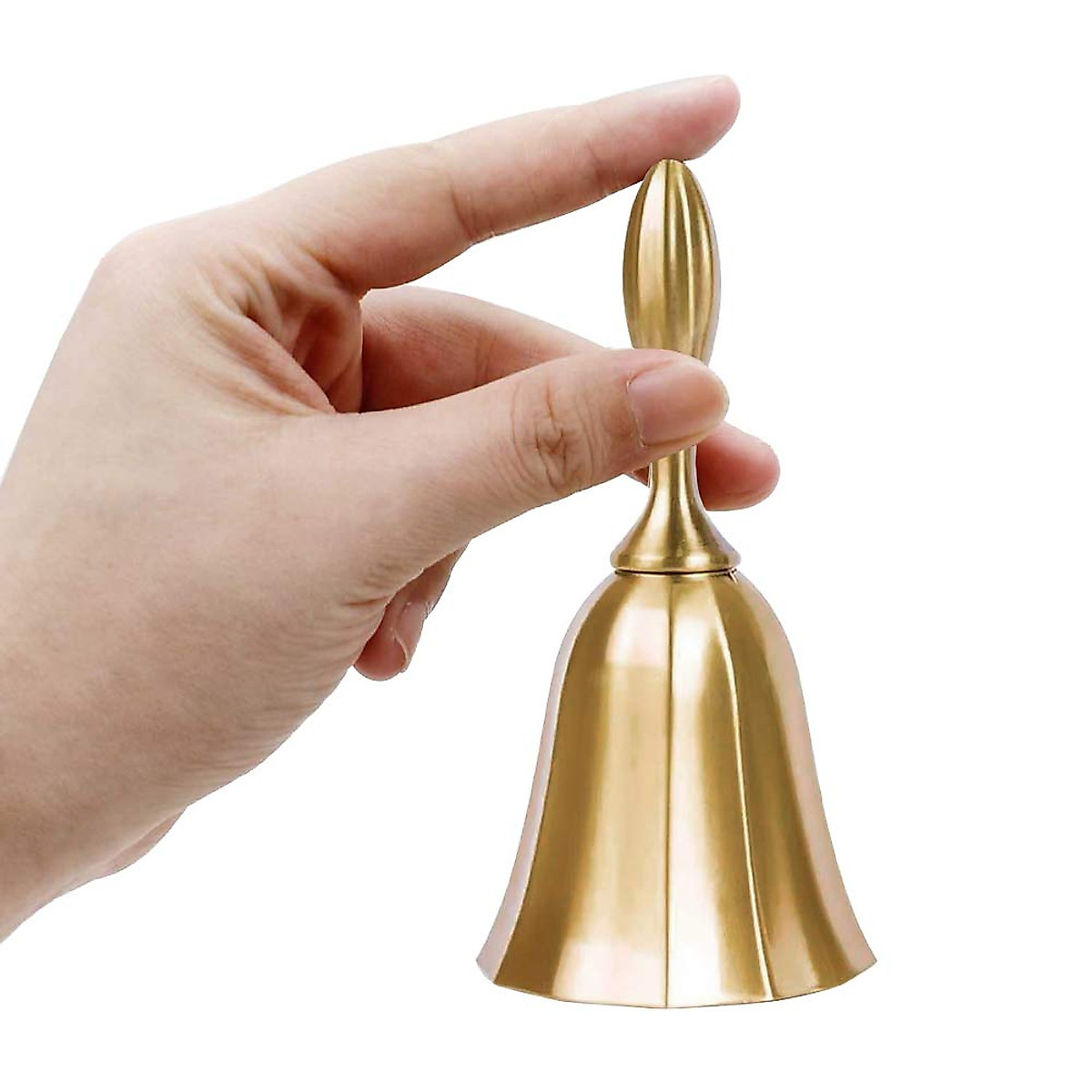 Hand Bell, Uspacific Metal Held Dinner Bell Brass Jingle Call Bell for School Church Adults Classroom Wedding Decorative (2pure)