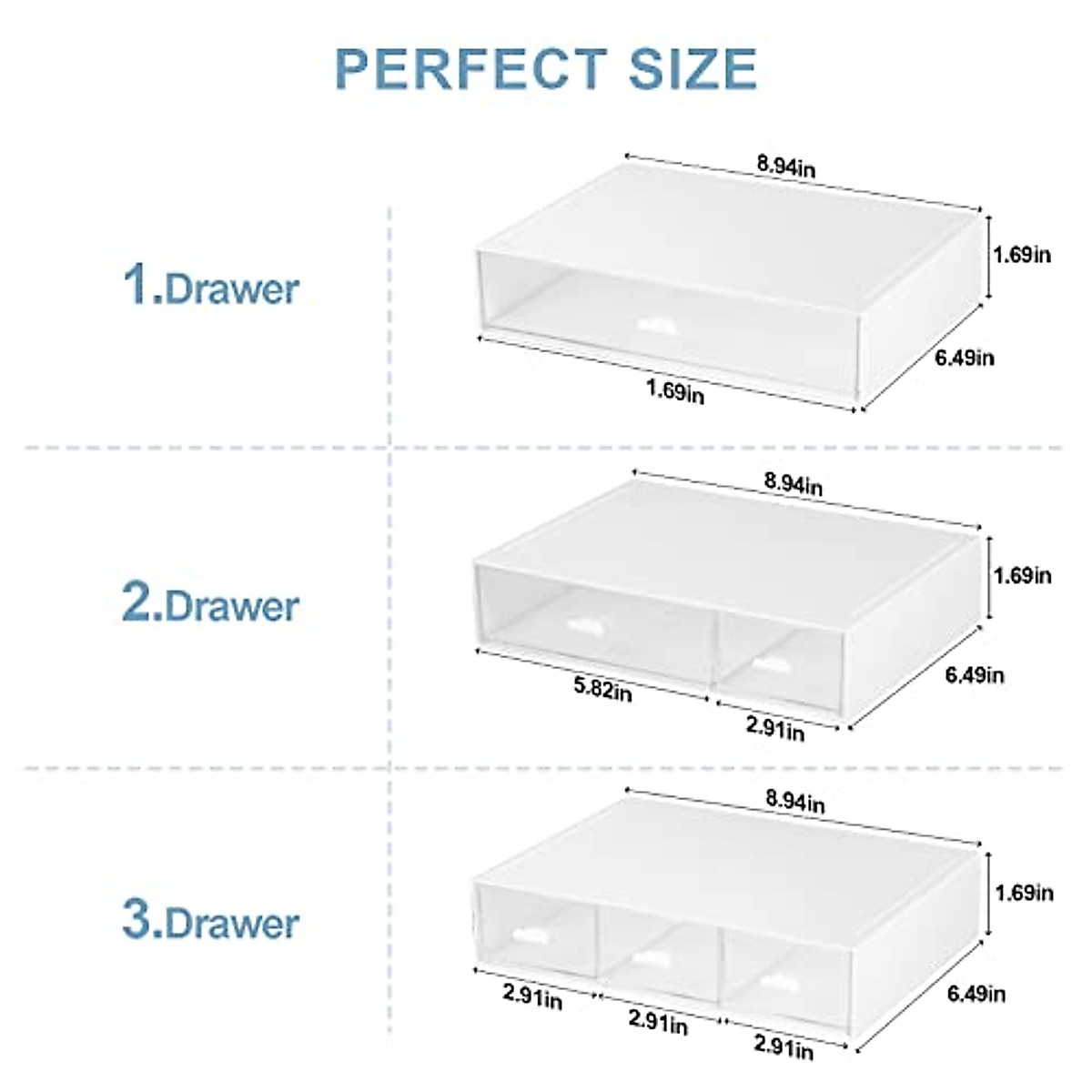 MAYGIBYE Desk Organizer with 6 Drawers, Rectangular Desktop Drawers, Plastic Makeup Storage,Detachable Design Holder Desk Organizer and Accessories, Suitable for Office, School, Home (White)
