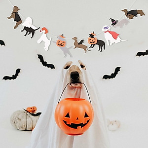 Halloween Dog Garland - Halloween Spooky Dogs Banner, Cute Witch Hat Pumpkin Puppy Dog Hanging Banner, Halloween Puppy Theme Wall Decor
