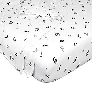 American Baby Company New Baby Welcome Kit with Muslin Cotton Swaddle Blanket & Fitted Pack N Play Playard Sheet, Alphabet, for Boys & Girls