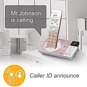 AT&T CL82557 DECT 6.0 5-Handset Cordless Phone for Home with Answering Machine, Call Blocking, Caller ID Announcer, Intercom and Long Range, Rose Gold
