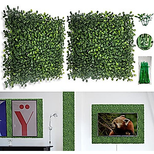 Bybeton Artificial Green Wall Panel,10"x 10"(12pcs) Boxwood Faux Grass Wall Panels for Interior Wall, Backdrop Wall,Garden Wall and Indoor Outdoor Plant Wall Decor