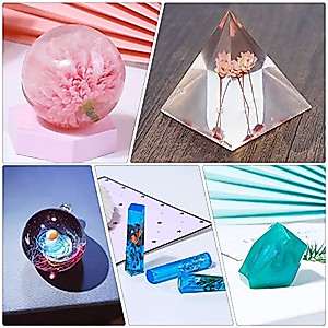 Silicone Resin Molds Kit 26PCS, Epoxy Resin Molds, Large Resin Casting Molds with 12 Glitter Sequins for UV Resin Casting, Including Sphere, Cube, Pyramid, Square, Coaster, Stone & Pendants