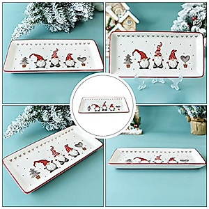 Rectangular Platters Porcelain Serving Plates Christmas Gnomes for Serving Salad Pasta Cheese Appetizer Ham Dishwasher Safe