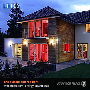 Sylvania LED Red Glass Filament A19 Light Bulb, Efficient 4.5W, 40W Equivalent, Dimmable, E26 Medium Base - 6 Pack (41740)