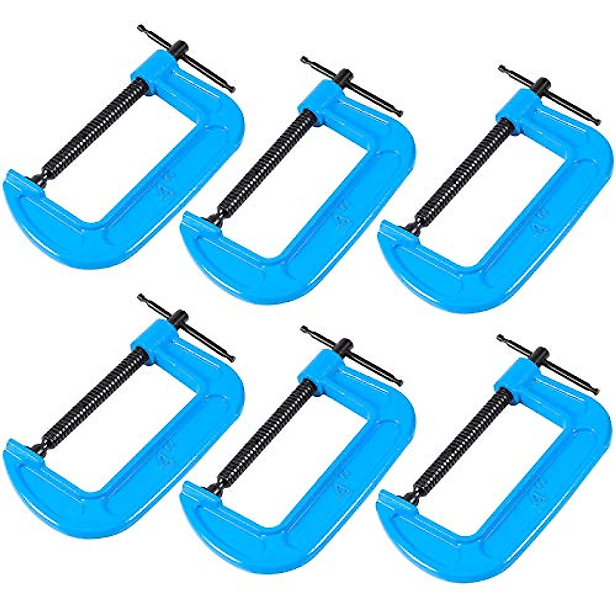HAKZEON 6 Packs 4 Inch C-Clamps, Premium Metal C Clamps with Jaw Opening and Sliding Handle T-Bar for Easy And Quick Welding Woodworking for Construction Carpentry DIY Projects