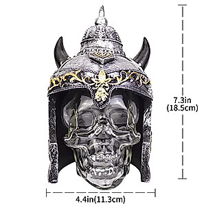 Skull with Viking Helmet Liquor Decanters Whiskey Vodka Crystal Skull Head Decanter Set 450ml (15oz) (Viking)