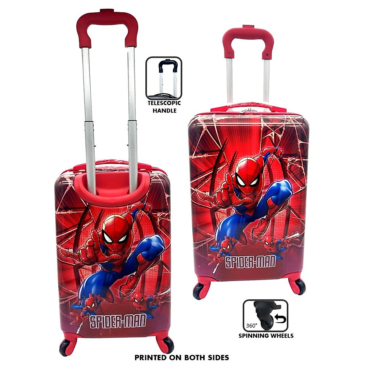 Fast Forward Kids Licensed Hard-Side 20” Spinner Luggage Lightweight Carry-On Suitcase (Spiderman - 2)