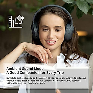 Edifier Bluetooth Headphones with Active Noise Cancelling, 49H Playtime Wireless Bluetooth Headset with Deep Bass Hi-Res Audio, Lightweight,Comfortable Ear Cups, for Travel, Home Office,W820NB,Black