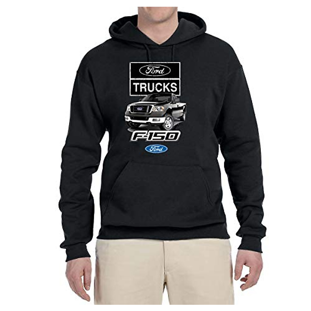 Ford Trucks Vintage Legend Built Tough Cars and Trucks Unisex Graphic Hoodie Sweatshirt, Black, X-Large