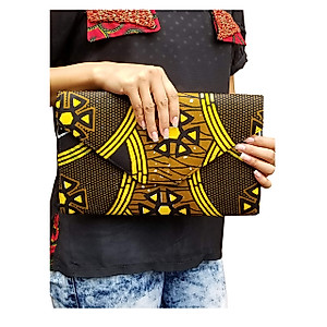 Dupsie's Black and Yellow African Print Clutch Purse