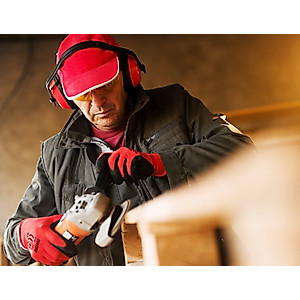 DULFINE Safety Work Gloves PU Coated-12 Pairs,Red Seamless Knit Glove with Polyurethane Coated Smooth Grip on Palm & Fingers, for Men and Women, Ideal for General Duty Work (Large)