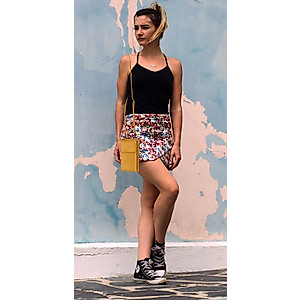 Crossbody Bags for Women Yellow Cell Phone Purse Wallet with Adjusted Strap Ladies Small Women's Handbags PU Leather Shoulder Vintage Bag with Credit Card Holder