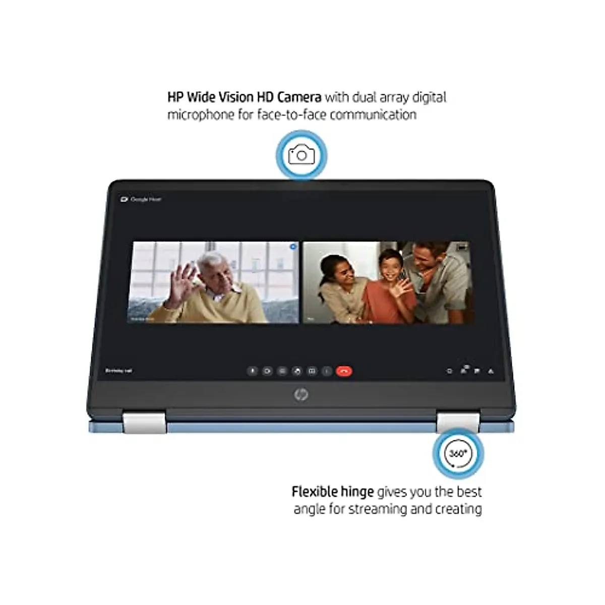 HP 2022 14" Touchscreen Chromebook x360 Convertible Laptop, Intel Celeron N4120 Processor, 4GB RAM, 64GB eMMC Storage, HD Webcam, Forest Teal, Chrome OS, 128GB SnowBell USB Card