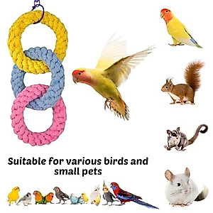 DONGKER Sugar Glider Hanging Climbing Toys,Hanging Three-Ring Swing Cage Toy for Sugar Glider Ferret Hamster Squirrel Chinchilla Parrots Climbing Exercising