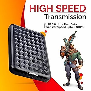 SUHSAI External Hard Drive 500GB High Speed Data Transfer USB 3.0 Hard Disk 2.5inch Memory Expansion Data Storage & Portable Backup HDD Compatible with PC, Computer, MacBook, Chromebook