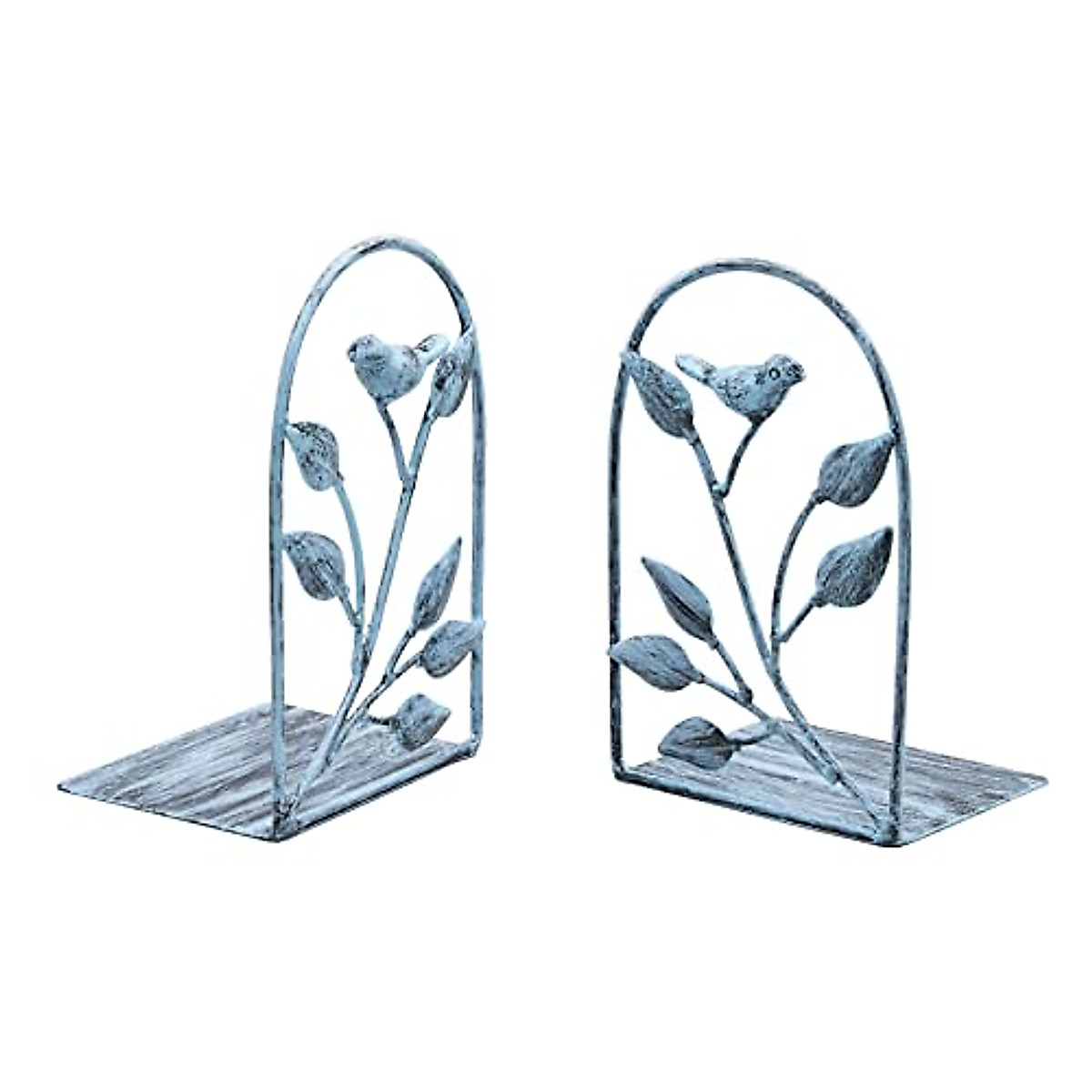 OwlGift Book Ends Cast Iron Bird Design Rustic Bookends for Shelves, Non-Skid Bookend, Heavy Duty Metal Book Stopper for Books/CDs, Decorative Book Shelf for Home - Turquoise
