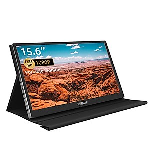 Thinlerain Portable Monitor, 15.6 Inch FHD IPS 1920x1080P Display USB C Type C Monitor External Second Monitor for Laptop PS3 PS4 Xbox Switch, USB C, Mini Hdmi, Type A, Built-in Speaker