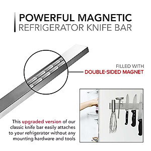Modern Innovations 10 Inch Magnetic Knife Holder for Refrigerator, Magnetic Knife Holders for Fridge or Kitchen Wall No Drilling, Magnet Strips for Knives & Metal Utensils, Tool Rack, Stainless Steel