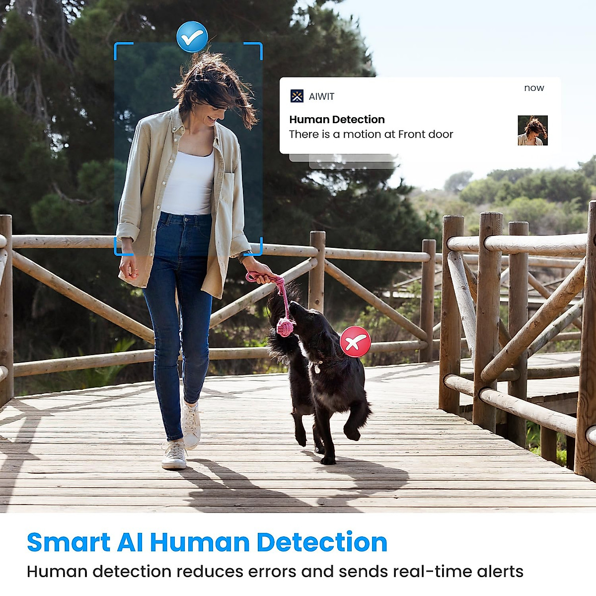 Aiwit Doorbell Camera Wireless, Indoor/Outdoor Surveillance Video Cam, Smart AI Human Detection, Live View, Included Chime Ringer, 2.4G WiFi, 2-Way Audio, Night Vision, Cloud Storage