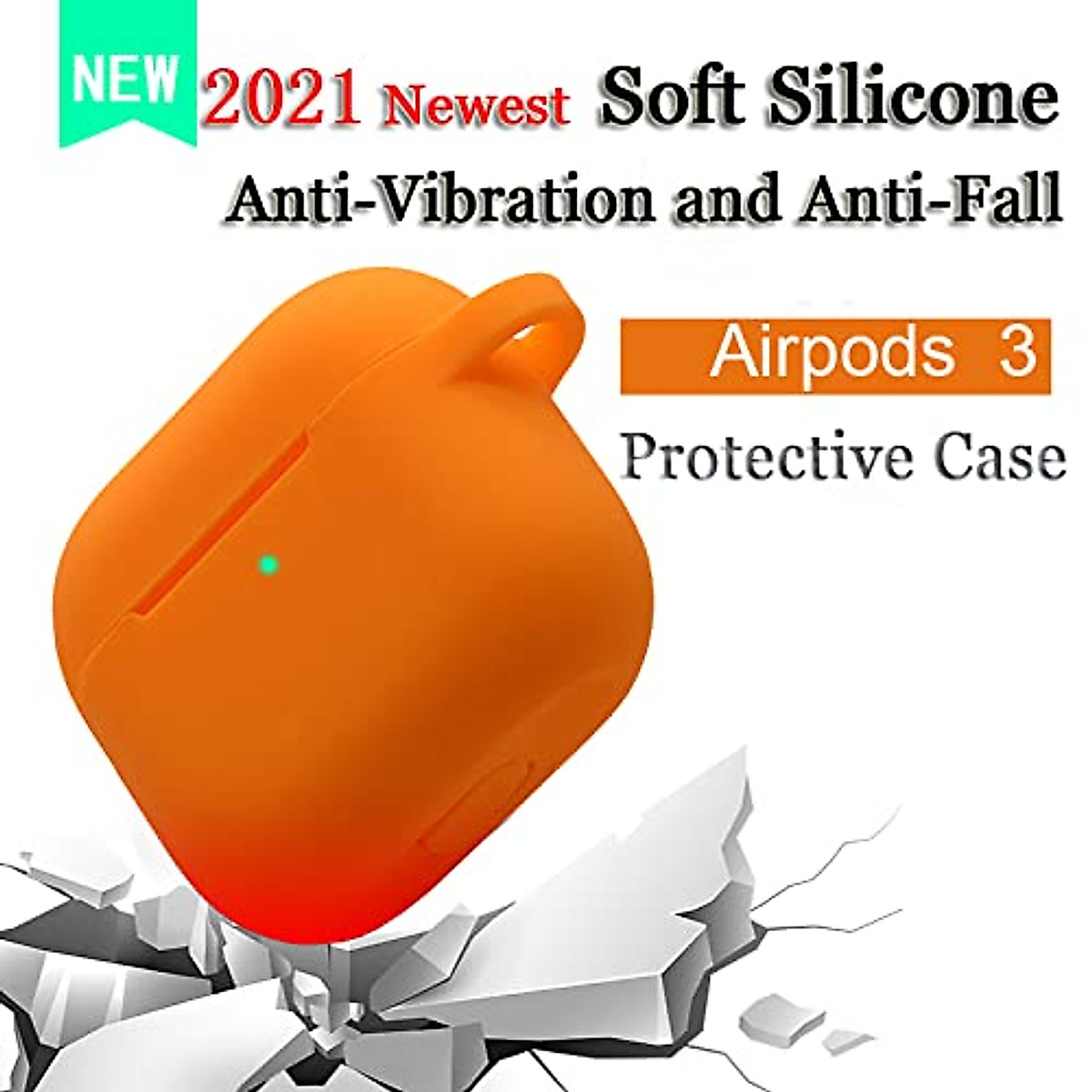 CrCrYBL Airpods 3 Case 2021 Newest, Thicken Protective Silicone Case with Keychain Compatible with Airpods 3 Charging Case, [Visible Front LED], Anti-Fingerprint,Dustproof,Easy Outdoor (Milk Tea)