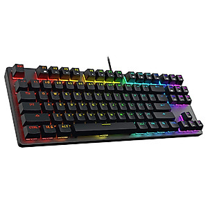 DREVO Tyrfing V2 Customizable RGB Compact 87 Keys Mechanical Gaming Keyboard USB Wired Tenkeyless Programming Macro Media Control Software Support Outemu Red Switch Black
